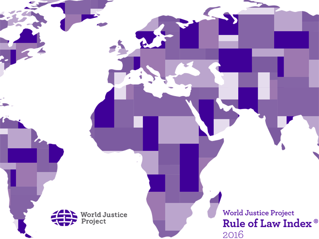 Índice del Estado de Derecho 2016 vía World Justice Project